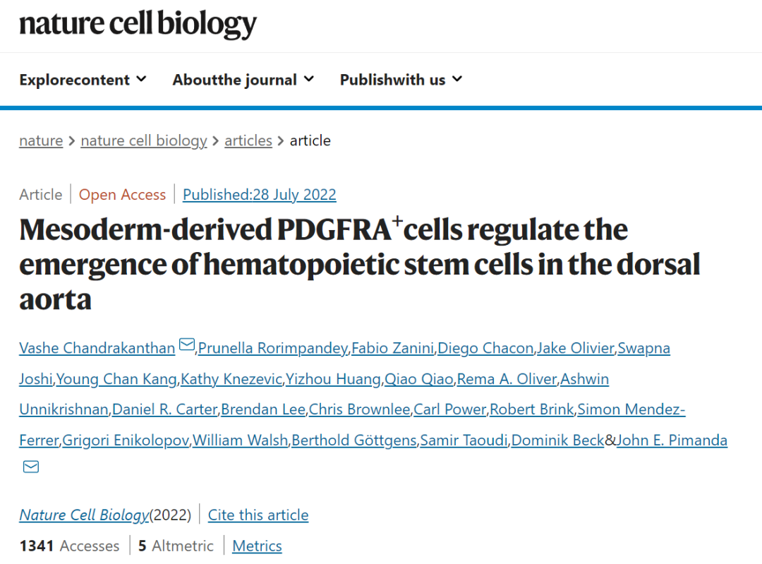 Nature Cell Biology：找到了在哺乳动物中产生造血干细胞的神秘细胞 - 知乎