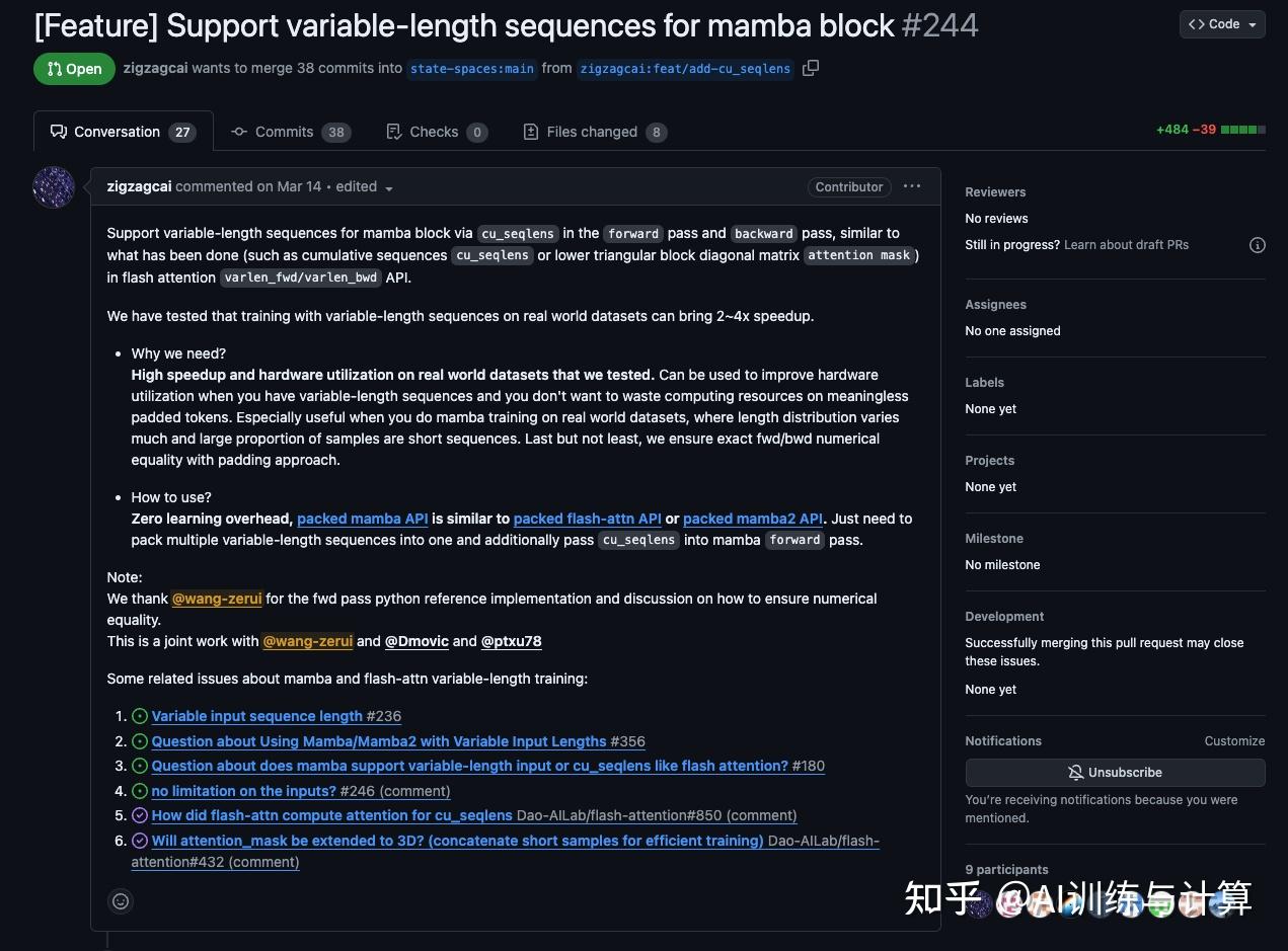 支持变长序列的Mamba-1训练 - 知乎