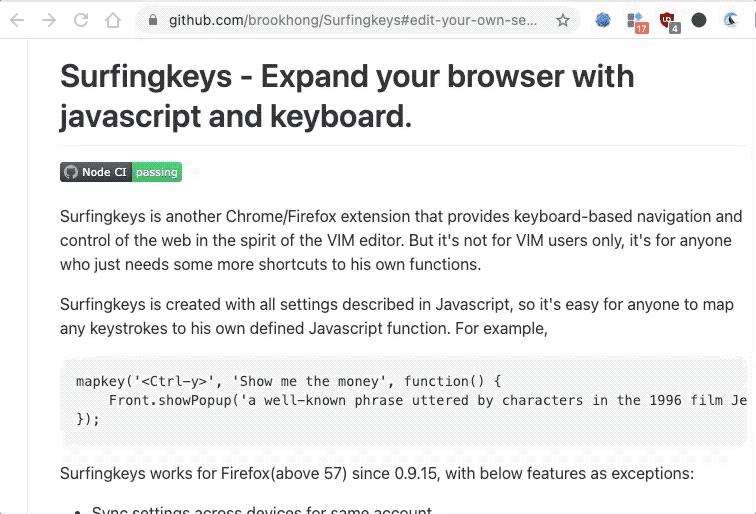 装上这款插件，用键盘控制你的浏览器：Surfingkeys - 知乎