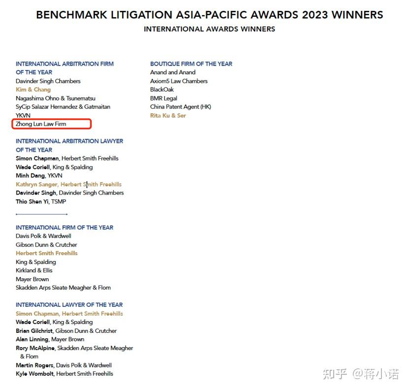 诉讼律所哪家强？Benchmark Litigation公布2023亚太法律大奖 - 知乎