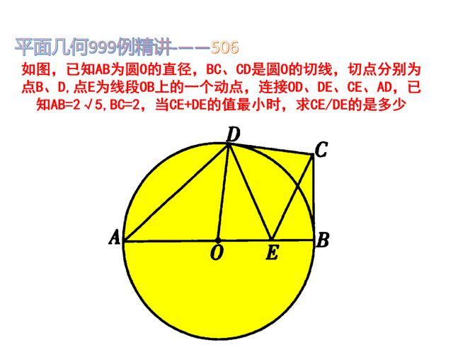 圆o的直径ab,切线bc、cd,ab 2√5 Bc 2,当ce De最小时ce De 知乎