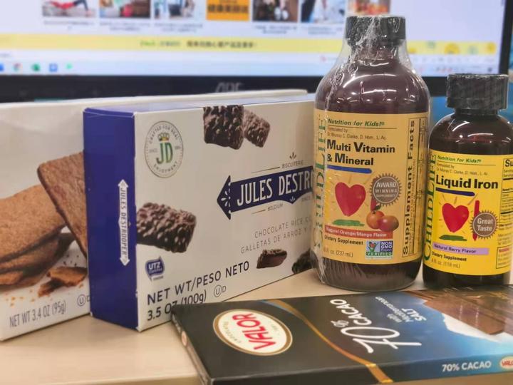 ChildLife 铁剂+综维+Valor, 黑巧克力+Jules Destrooper, 巧克力米饼+Jules Destrooper, 姜 ...