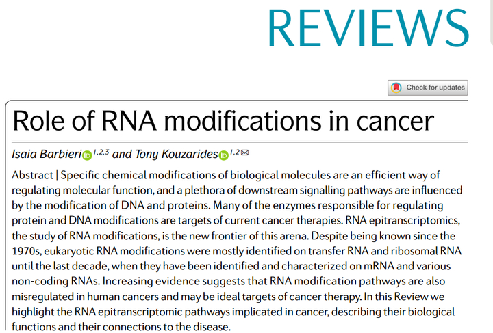 【文献翻译】RNA修饰在癌症中的作用 - 知乎