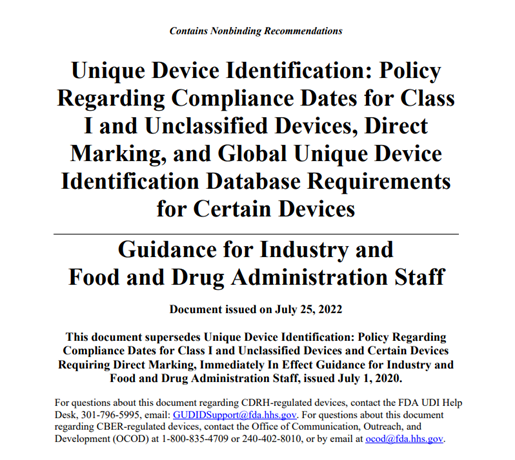 FDA 一类器械UDI执行情况新进展 - 知乎