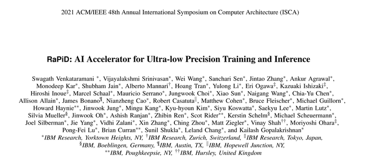神经网络加速器设计研究：RaPiD: AI Accelerator for Ultra-low Precision Training and ...