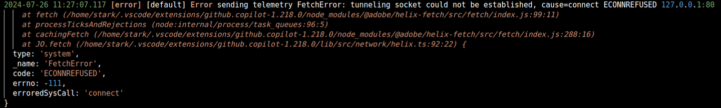 copilot启用报错 [auth] Client network socket disconnected before secure TLS connection was ...