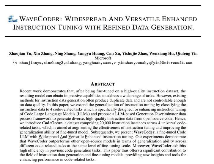 WaveCoder：广泛且多样的增强指令微调与精细数据生成 - 知乎