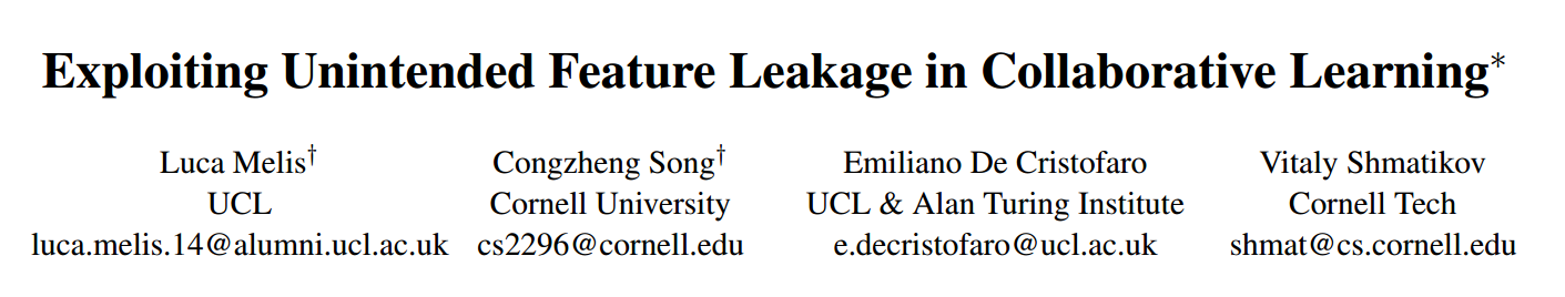 联邦学习安全论文阅读——《Exploiting Unintended Feature Leakage in Collaborative Learning》 - 知乎