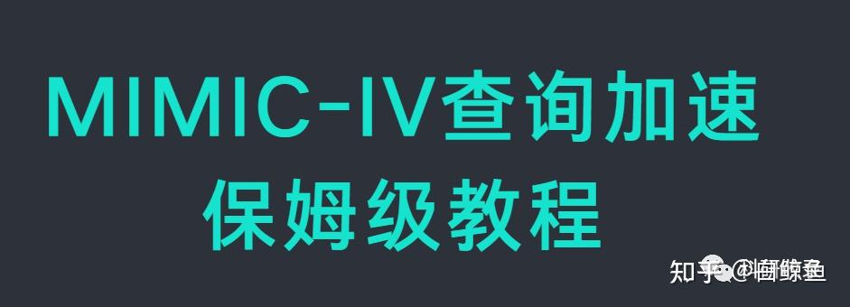 MIMIC-IV查询加速保姆级教程 - 知乎