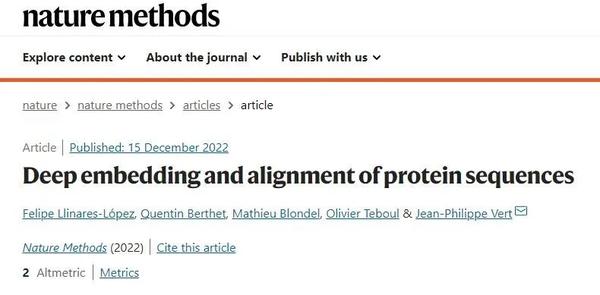 Nature Methods | 蛋白质序列的深度嵌入和比对 - 知乎