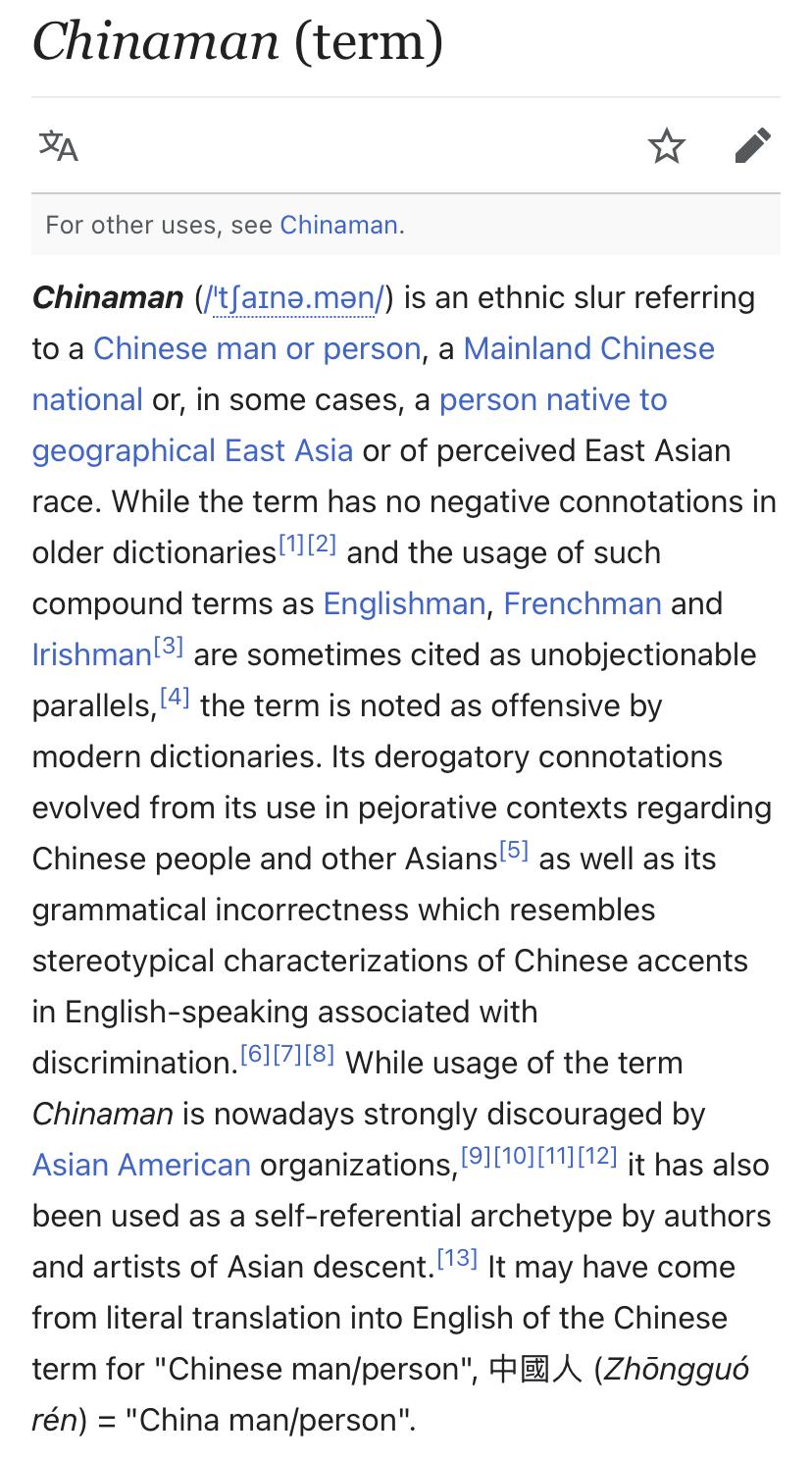 关于汤姆哈迪“辱华”和Chinaman… - 知乎