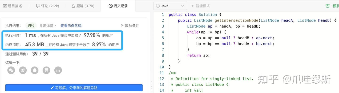 图解LeetCode——160. 相交链表 - 知乎