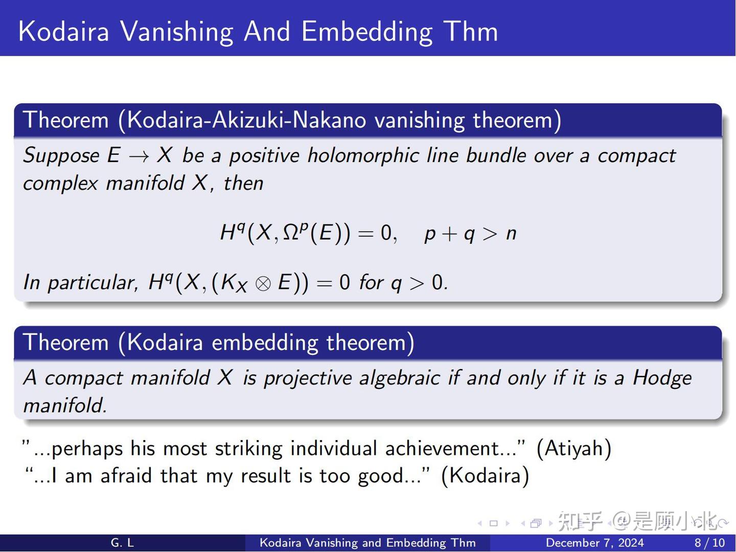 Kodaira Vanishing Theorem And Embedding Theorem （小平消灭定理和嵌入定理） - 知乎