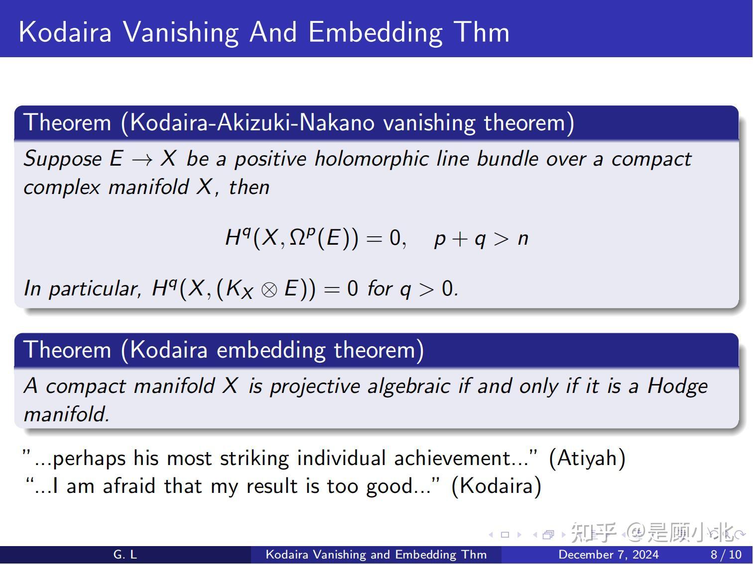 Kodaira Vanishing Theorem And Embedding Theorem （小平消灭定理和嵌入定理） - 知乎