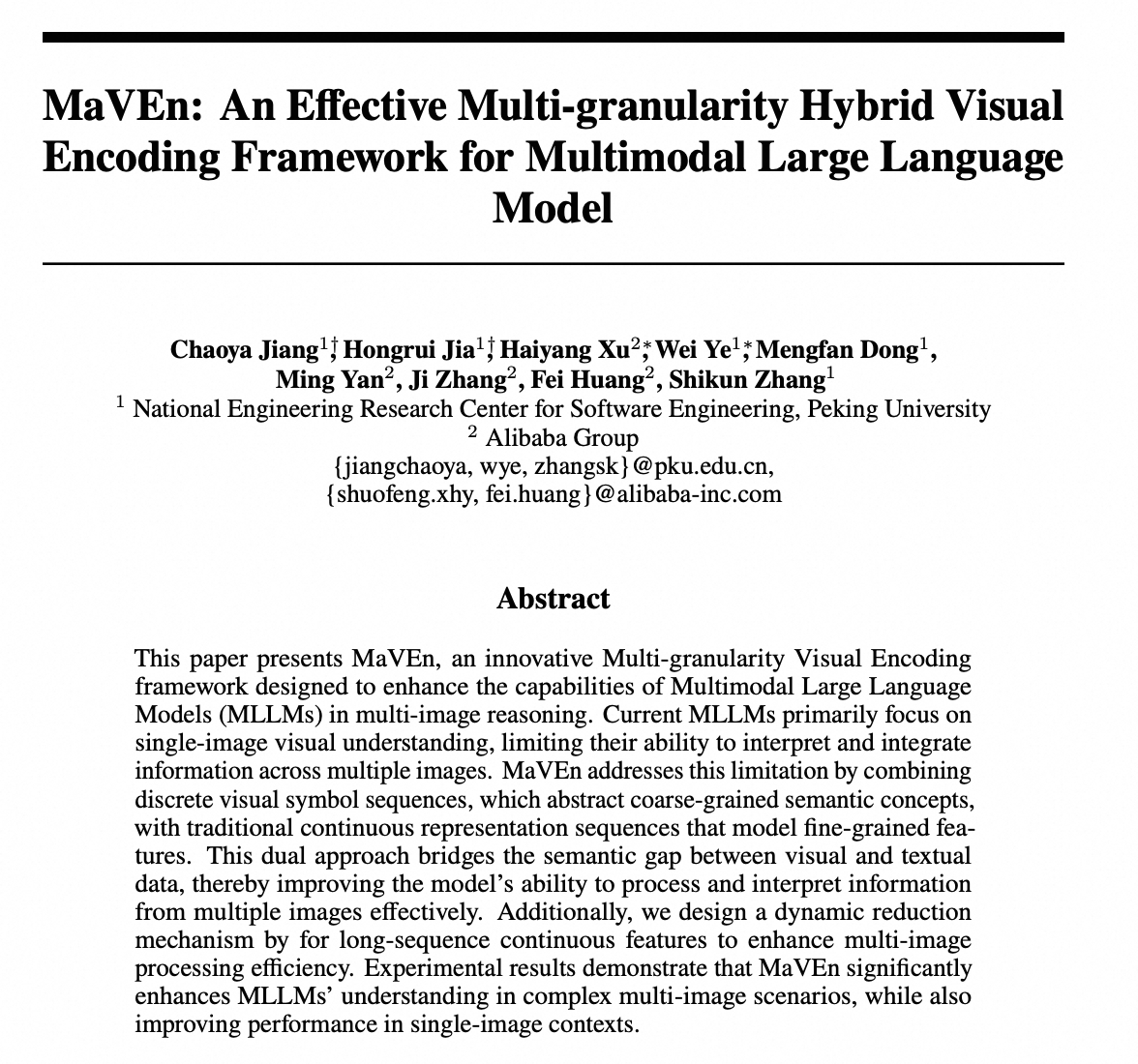 MaVEn：面向多模态大模型多图理解的连续/离散视觉混合编码策略 - 知乎