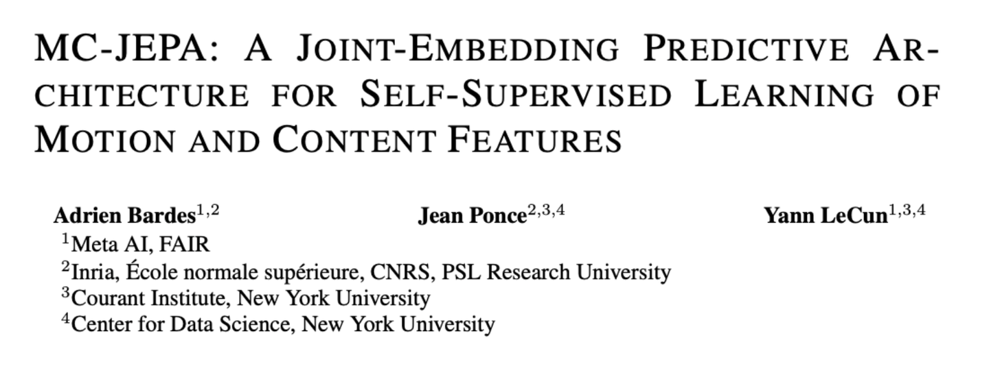 自回归模型没有前途？来看看LeCun的世界模型新进展：与自监督学习结合的全新探索MC-Jepa - 知乎