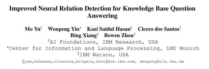 《Improved Neural Relation Detection for Knowledge Base Question Answering》阅读笔记 - 知乎