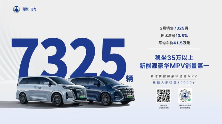 7325台！腾势D9稳坐2月份35万以上新能源豪华MPV销量榜首 - 知乎