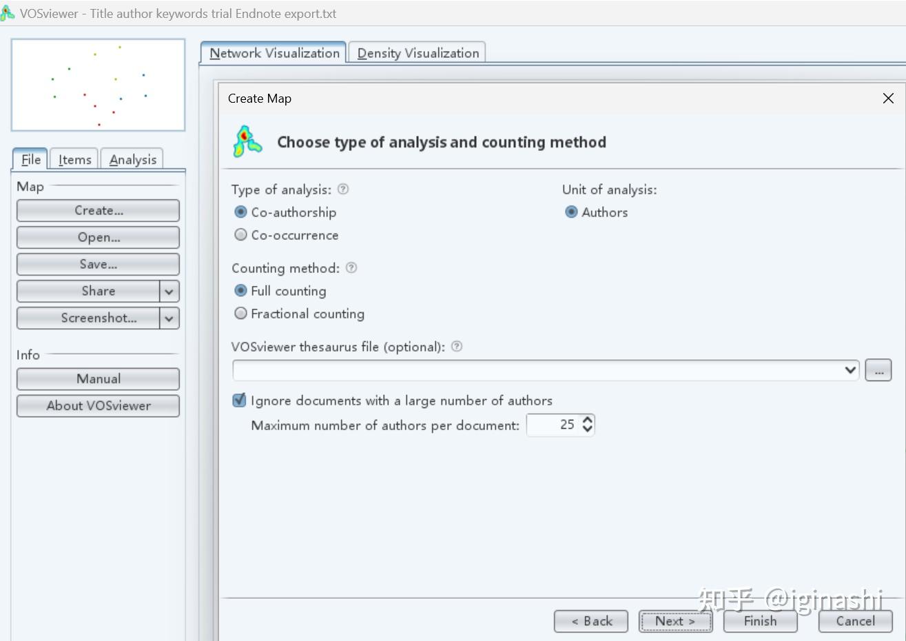 VOSviewer Endnote Excel制作作者关系图 关键词共现图 - 知乎