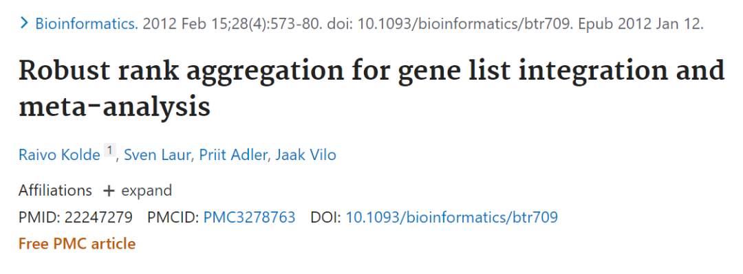 【R语言】Robust Rank Aggregation(RRA)方法介绍 - 知乎