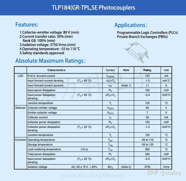 电源技术中的光电耦合器TLP184(GR-TPL,SE的应用 - 知乎