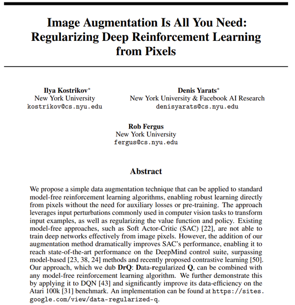 ICLR2021 DrQ: Data-regularized Q | Image Augmentation Is All You Need - 知乎