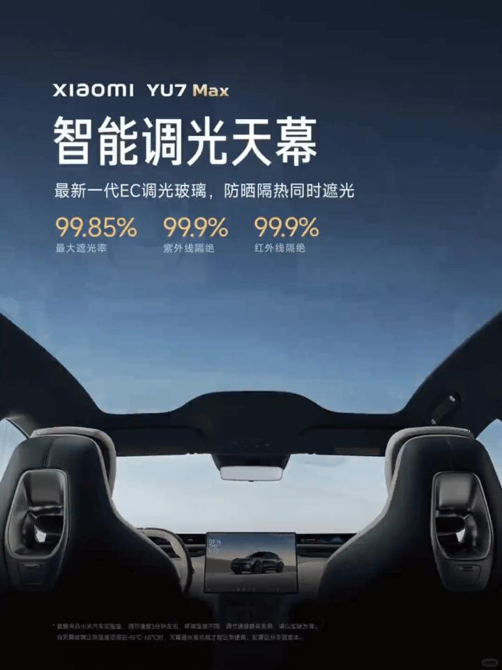 小米汽车YU7 Max发布！标配光羿新一代电致变色(EC)智能调光天幕 - 知乎