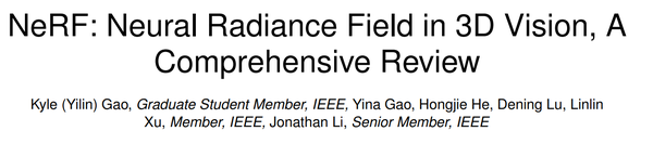 NeRF：3D 视觉中的神经辐射场，综述（NeRF: Neural Radiance Field in 3D Vision, A Comprehensive Review） - 知乎