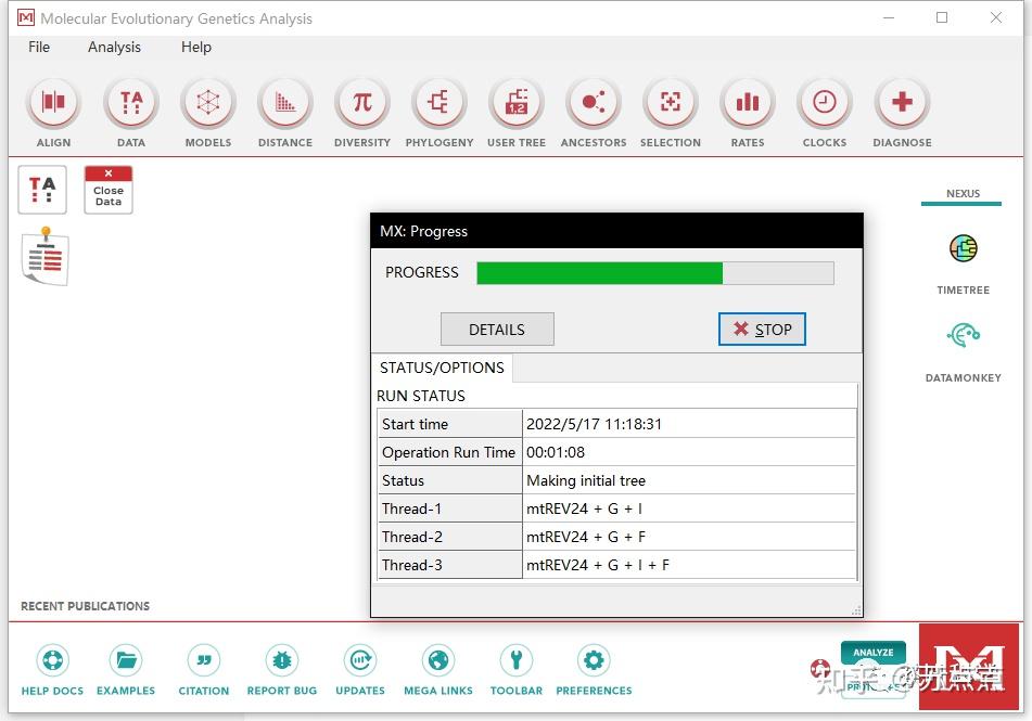 MEGA-X | 选择模型构建进化树（超慢的~） - 知乎