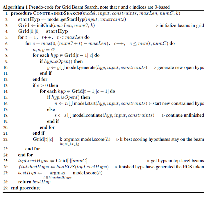 Lexically Constrained Decoding for Sequence G 阅读笔记 - 知乎