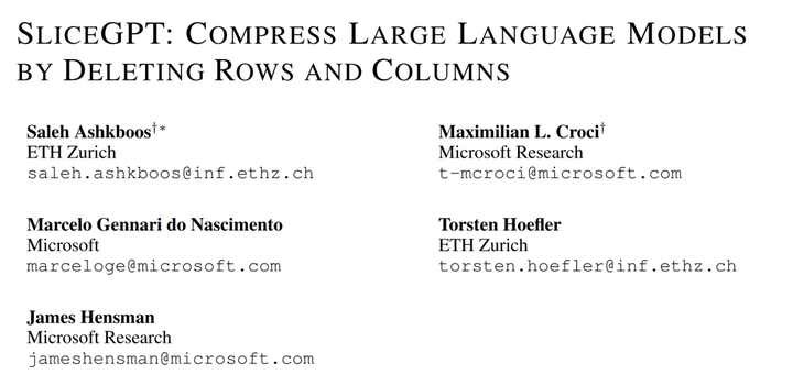 微软和苏黎世联邦理工学院开源SliceGPT创新压缩技术节省大量部署资源；OpenAI成立儿童安全团队，防AI误用 - 知乎