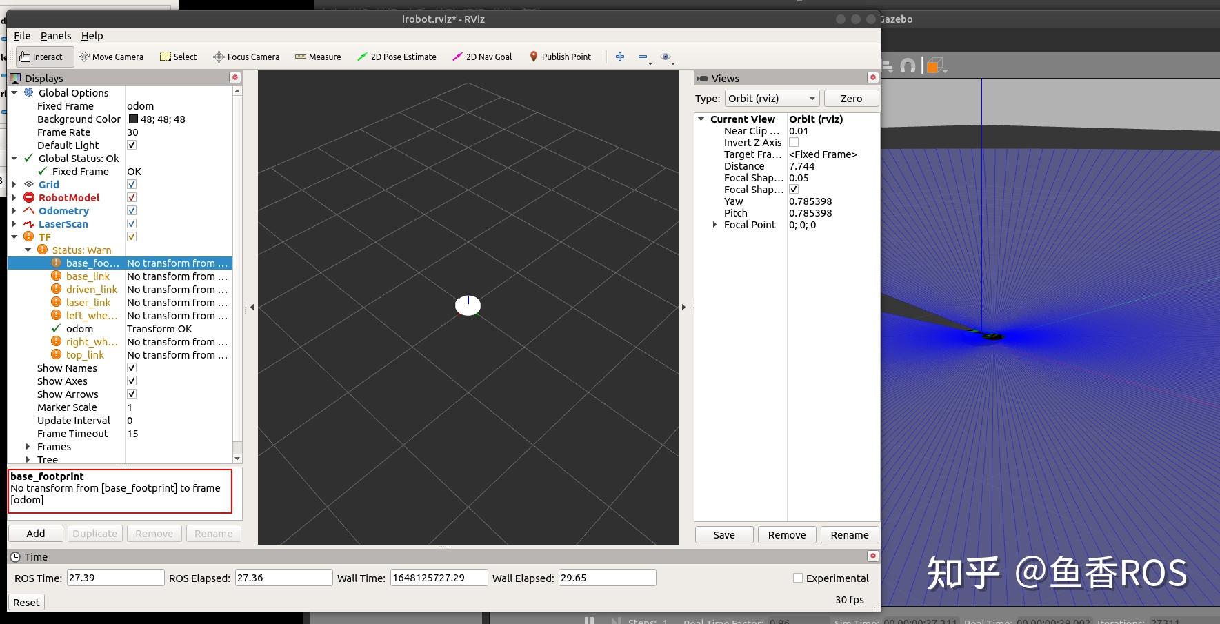 Gazebo与RViz联合仿真时odom消失 - 知乎