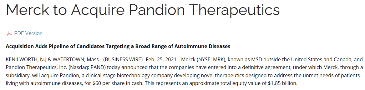 默沙东18.5亿美元收购Pandion，获得IL-2与PD-1激动剂 - 知乎