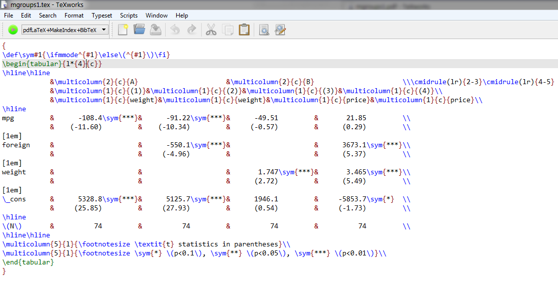 Stata: 用esttab生成带组别名称的LaTeX表格 - 知乎