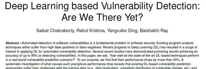 Deep Learning based Vulnerability Detection: Are We There Yet? - 知乎