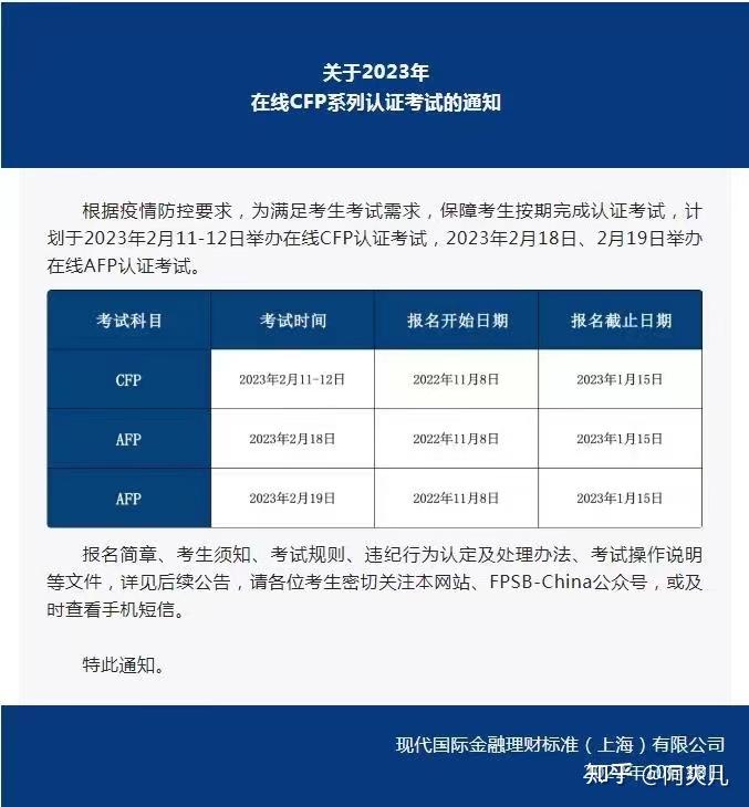 居家在线AFP、CFP认证考试通知！！！ - 知乎