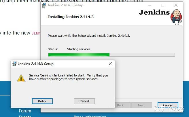 Jenkins msi安装中卡在starting services问题解决 - 知乎