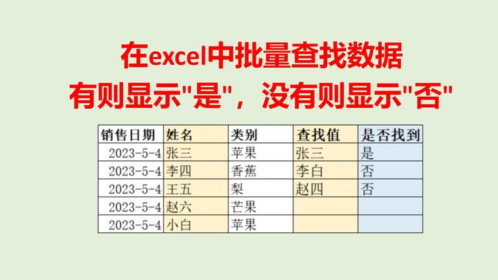 在excel中批量查找数据,有则显示 是 ,没有则显示 否 Vlookup函数无法输出“是”、“否”? If Countifs或if