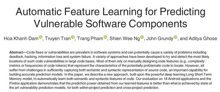 Automatic Feature Learning for Predicting Vulnerable Software Components - 知乎
