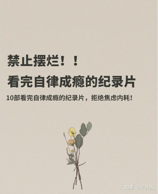 禁止摆烂 看完自律成瘾的纪录片 10部看完自律成瘾的纪录片,拒绝焦虑内耗 知乎