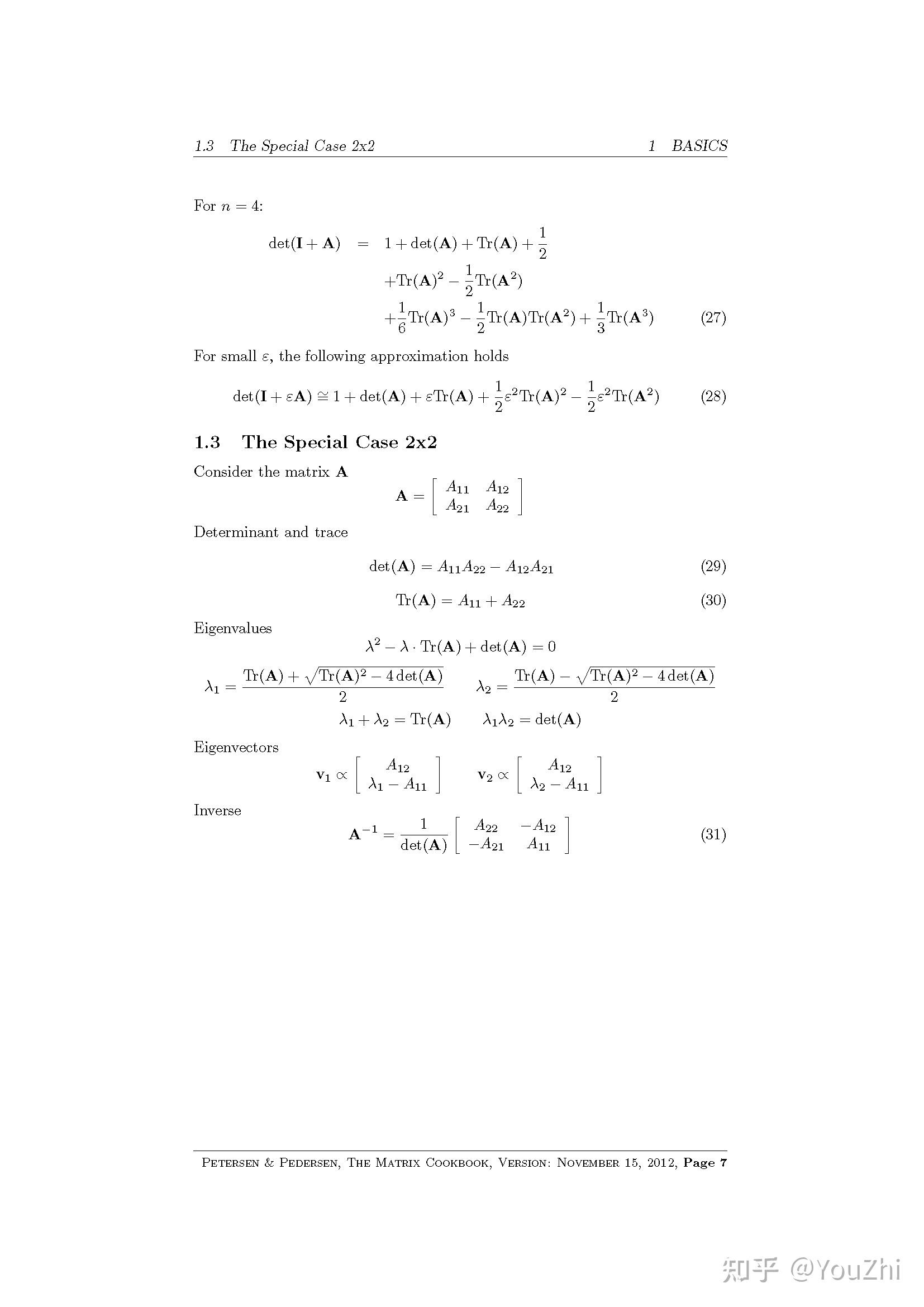 矩阵微积分公式查表(The Matrix Cookbook) - 知乎