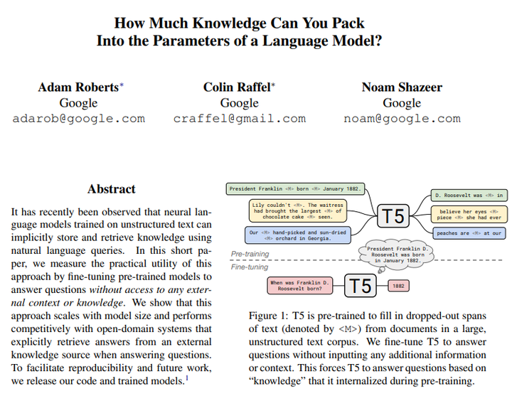 阅读随笔——How Much Knowledge Can You Pack Into the Parameters of a Language ...