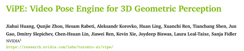 英伟达发布ViPE：任意视频一键转为3D几何数据，开源引擎与亿级帧数据集重磅发布 - 知乎