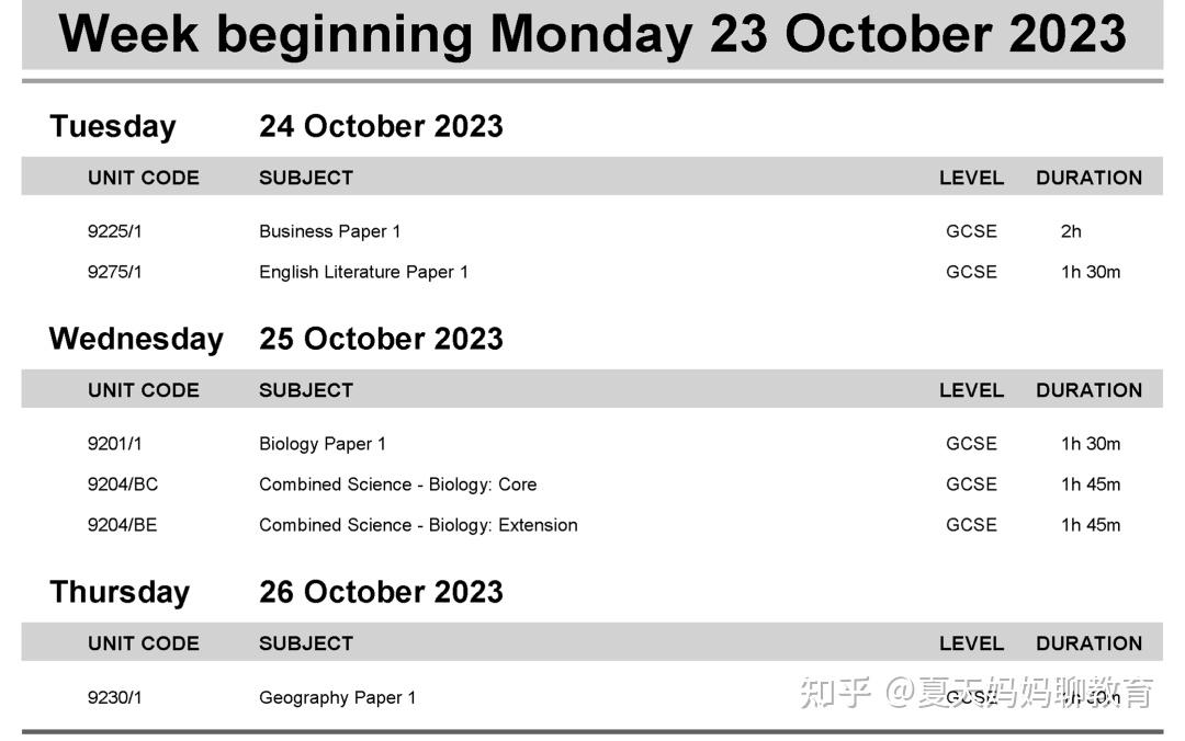 三大考试局A-level/IG 2023秋季大考时间安排来啦！ - 知乎