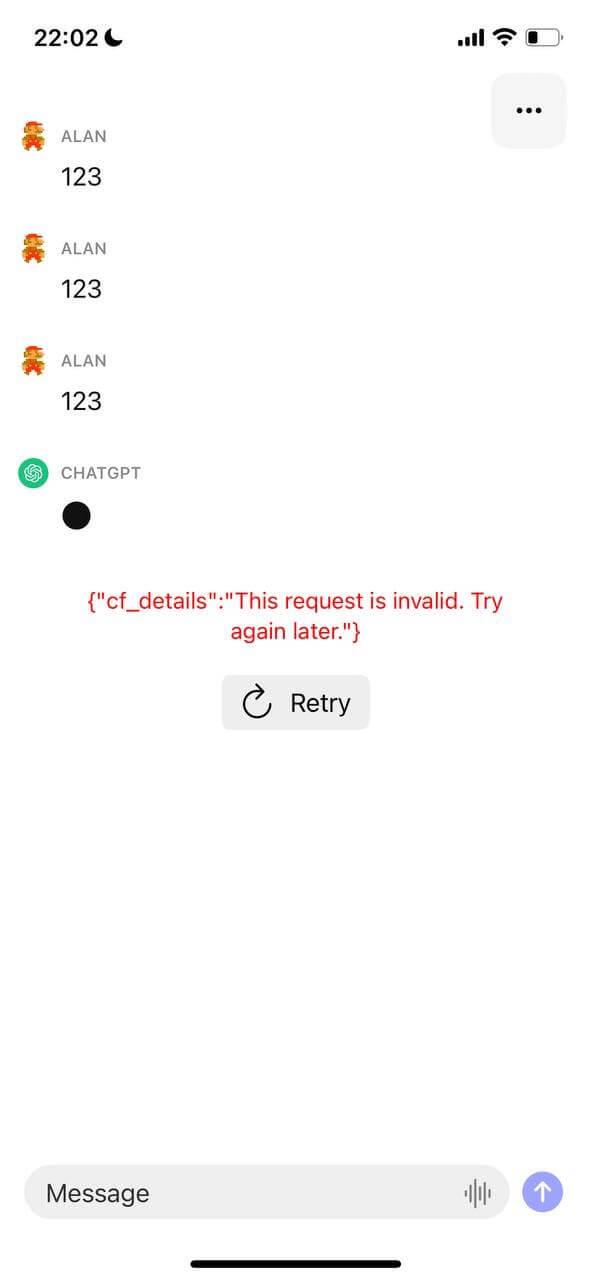 ChatGPT IOS 软件显示invalid request 是为什么? - 知乎