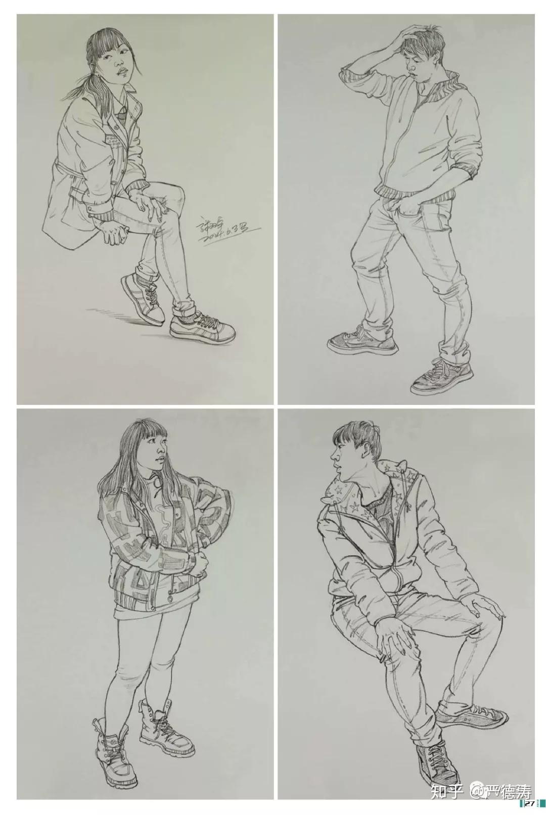 速写 | 线性速写人物动态临摹参考素材图片 - 知乎