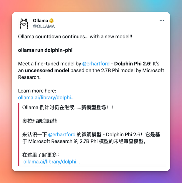 Ollama上线 Nous Hermes 2 与 Dolphin Phi 2.6 模型及 Ollama Web UI 体验分享 - 知乎