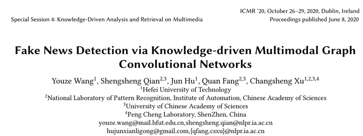虚假新闻检测（Fake News Detection via Knowledge-driven Multimodal Graph Convolutional Networks） - 知乎