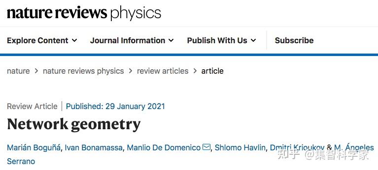 Nature Reviews Physics综述：网络几何 - 知乎