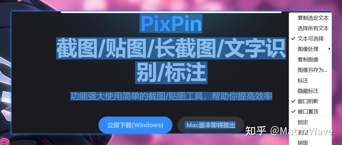 PixPin：一款功能强大操作简单的新晋截图/贴图/OCR工具 - 知乎